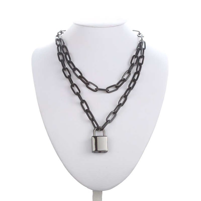 Double Layer Lock Chain Necklace – Gothic Honey